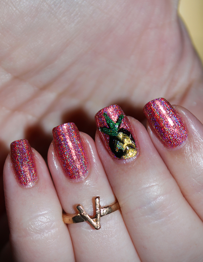 Holographic Tropical Pineapple Nail Art - All Things Beautiful XO
